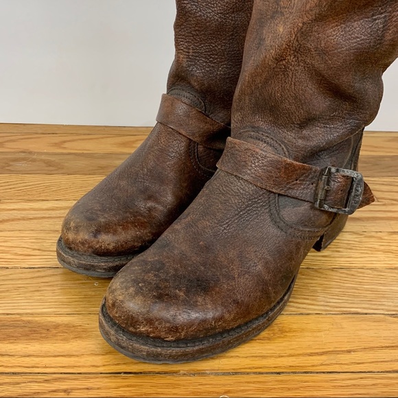 Frye | Shoes | Frye 9 Distressed Veronica Slouch Boots Brown | Poshmark